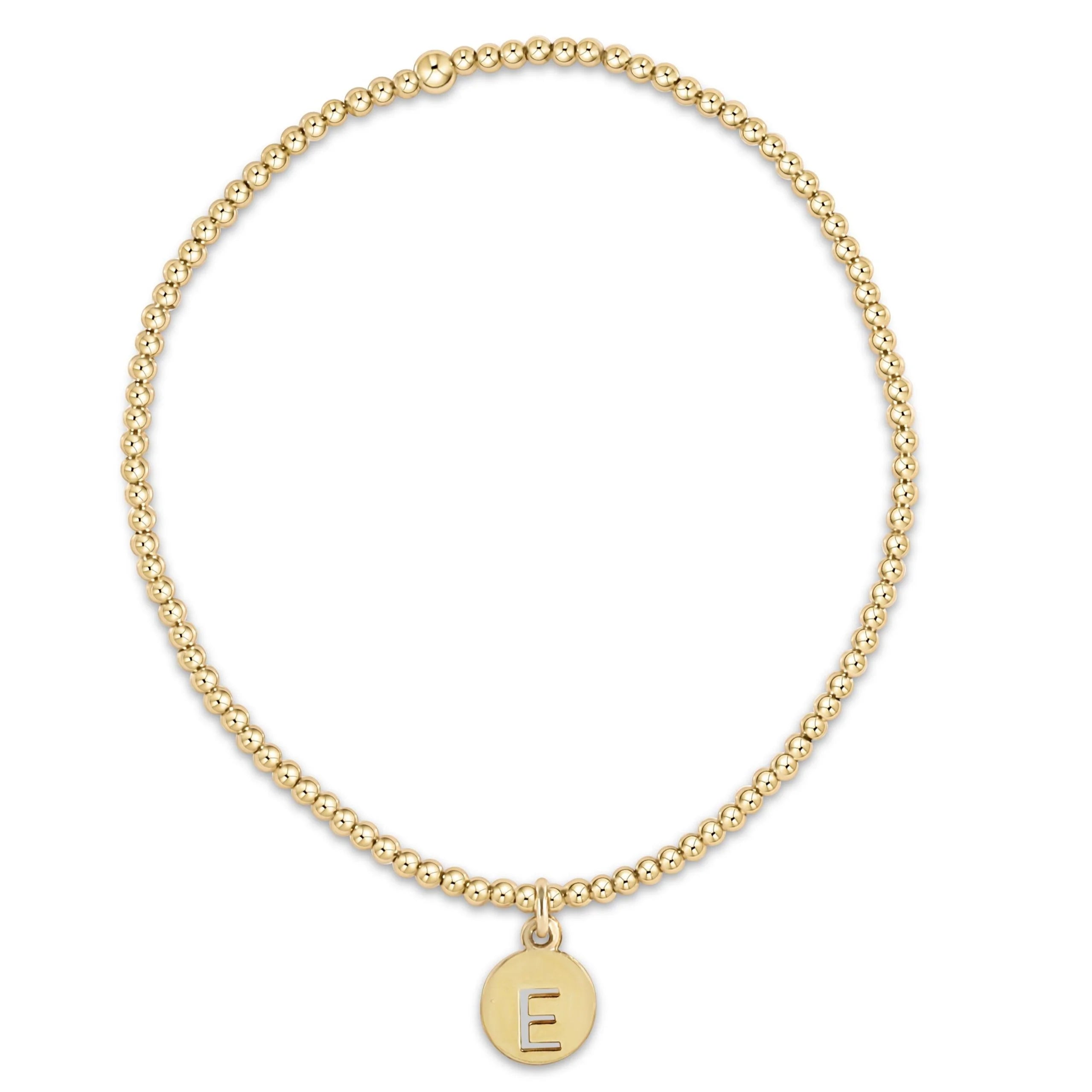 Classic Gold 2mm Bead Bracelet - Respect Initial Gold Disc – Studio 77 ...