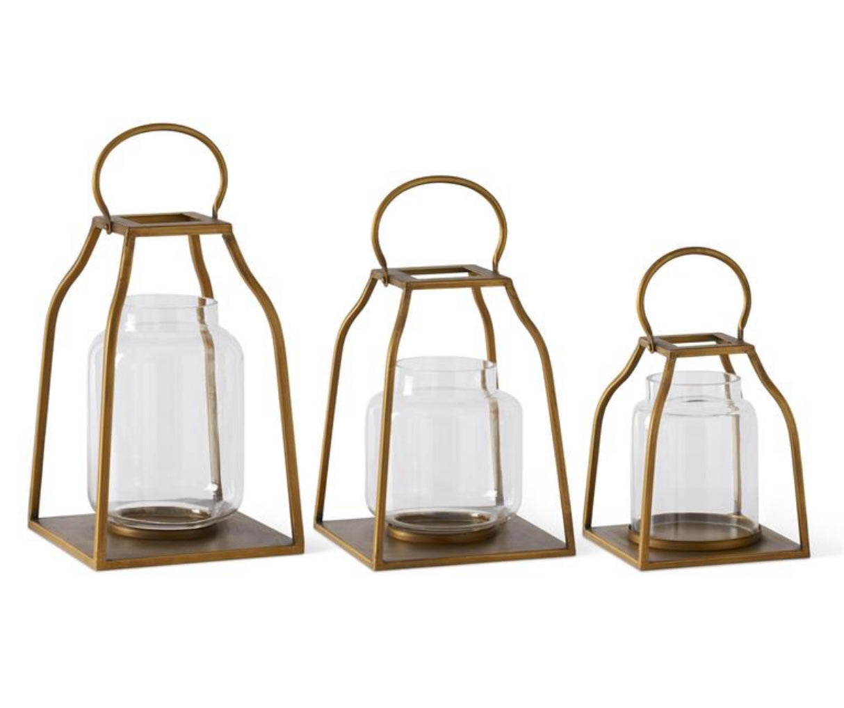 Gold Trapezoid Lanterns w/ Glass Hurricane- Sold Individually STORE PI ...